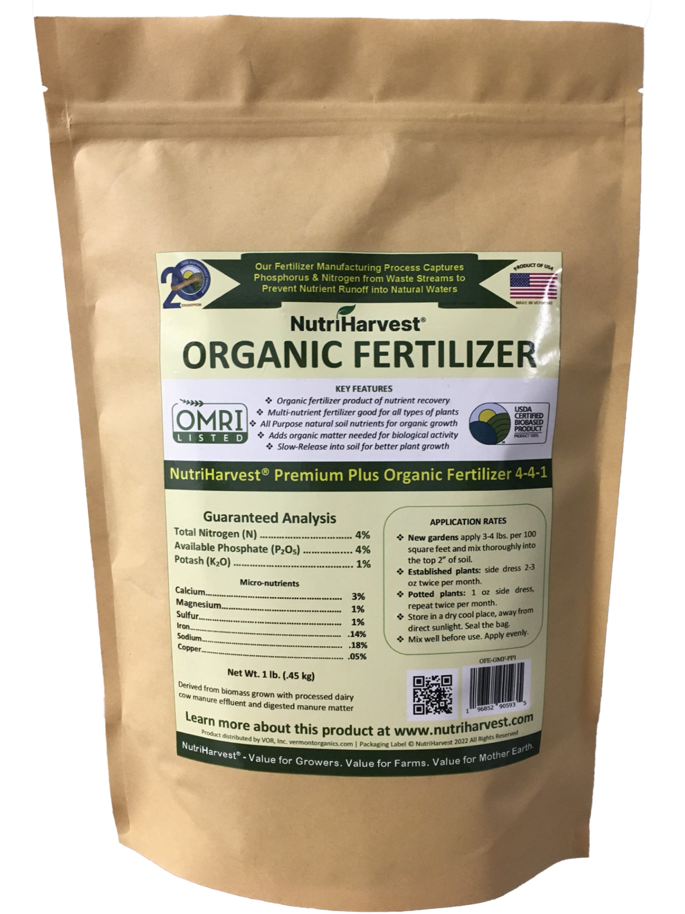NutriHarvest® Premium Plus Super Organic Fertilizer 4-4-1, OMRI Listed ...